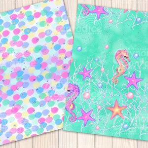 Cute Mermaid Digital Papers Under the Sea Seamless Patterns Party ...