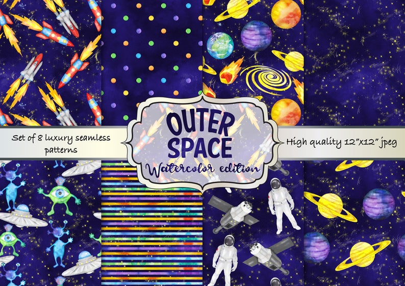 Watercolor Space Digital Paper, Space Digital Paper, Space Paper Pack ...