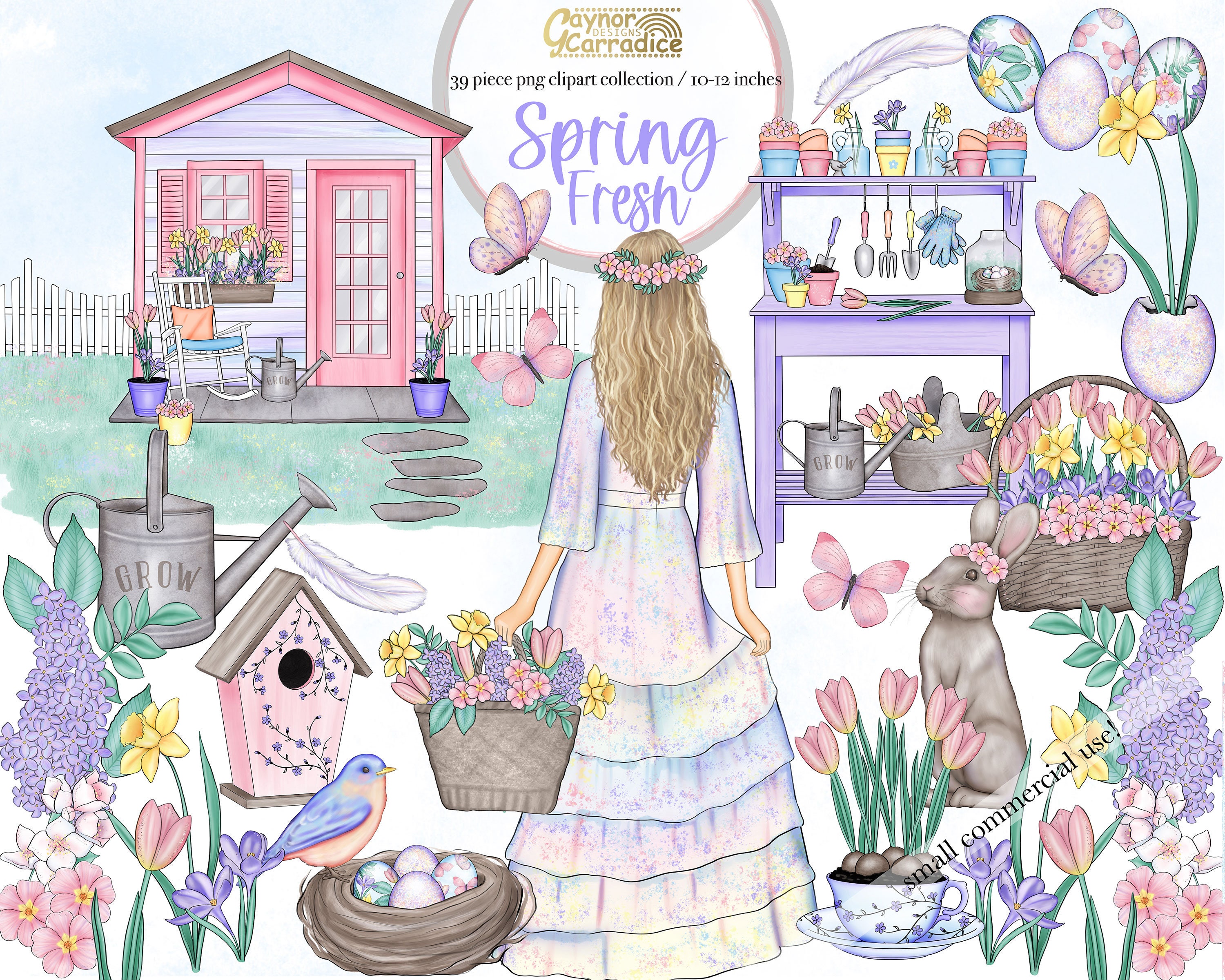 Spring Fresh Clipart 39 Pastel spring clip art watercolor | Etsy