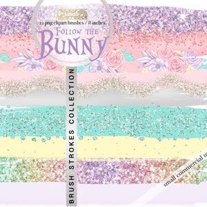 Pastel Brush Strokes Clipart - Rainbow Glitter Paint Strokes Clipart ...