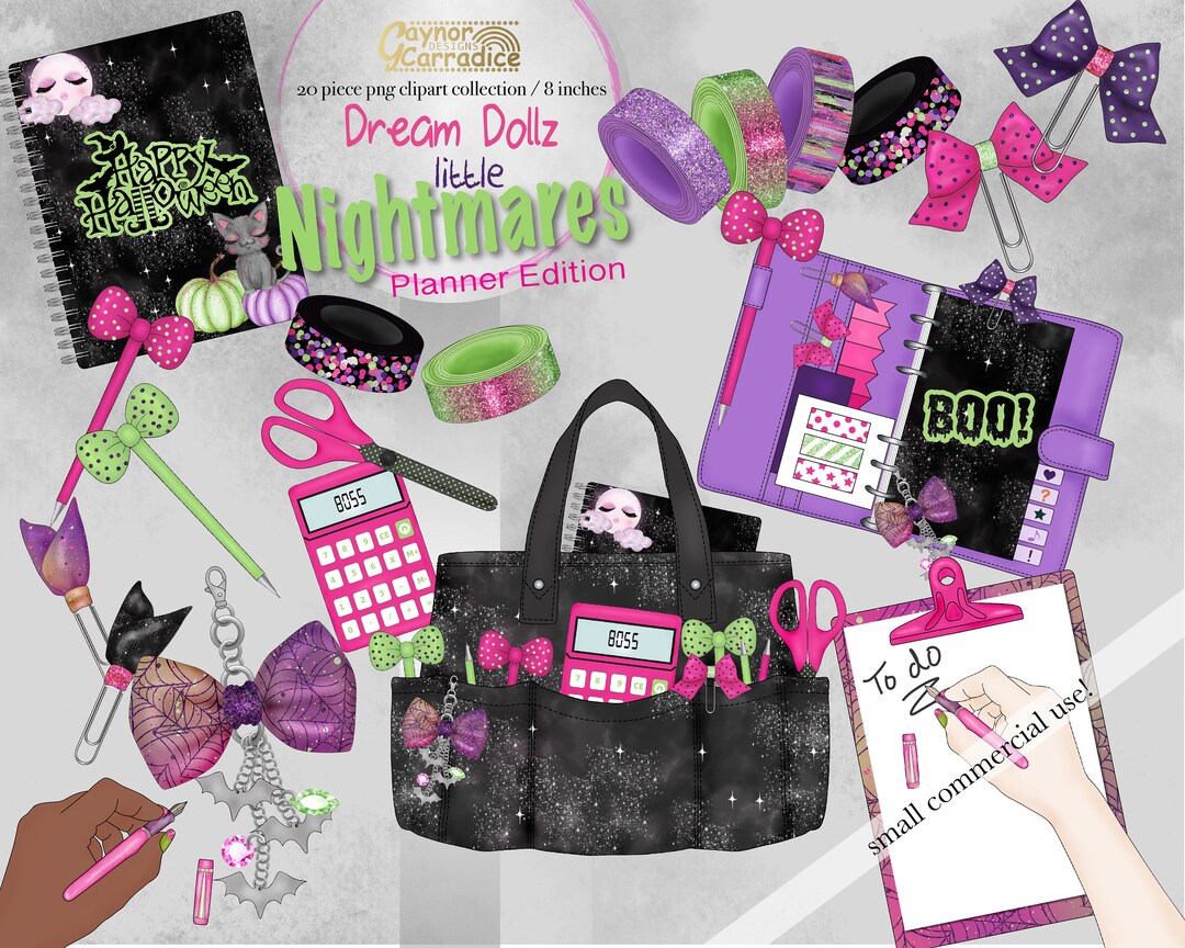 Cute Halloween Planner Clipart, Watercolor Halloween Clip Art, Planner ...