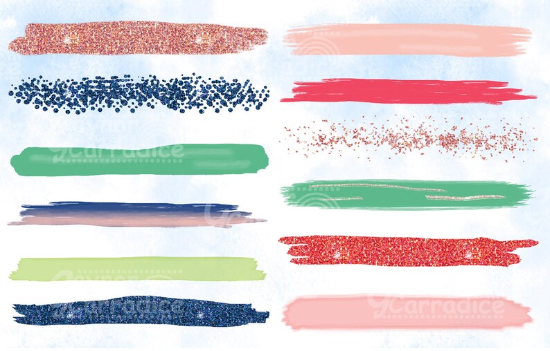 Rose Gold Brush Stroke Clipart Brush Strokes Clip Art Glitter Brushes ...