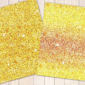 Lemon Glitter Digital Papers - Yellow, Green, Orange, Rose Gold Ombre ...