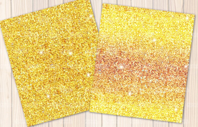 Lemon Glitter Digital Papers - Yellow, Green, Orange, Rose Gold Ombre ...
