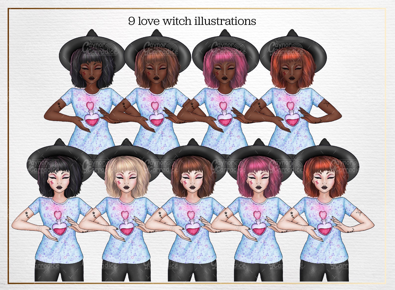 Love Spell Clipart Bundle - Witch Valentines Bundle, Creepy Valentine's ...