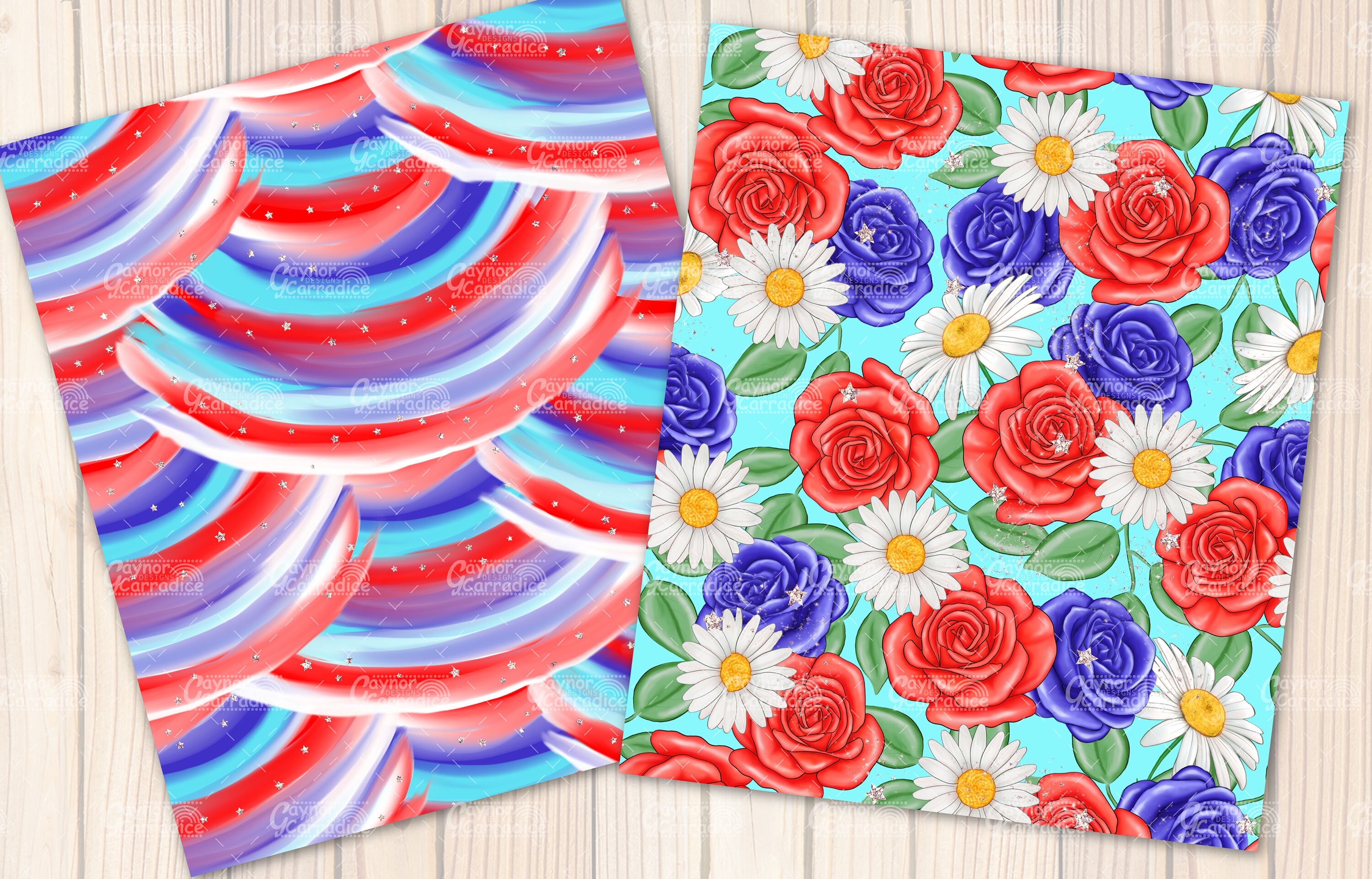 4th of July digital papers 12 watercolor Independence Day | Etsy