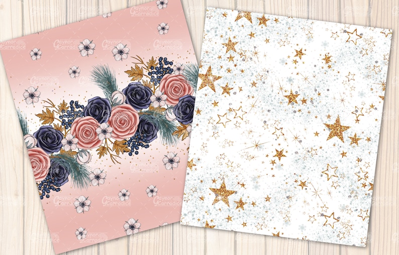 Watercolor winter digital papers 12 Christmas seamless | Etsy