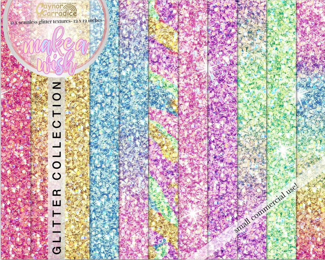 Rainbow Glitter Digital Papers - Pastel Ombre Glitter Seamless Patterns ...