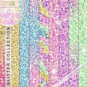 Rainbow Glitter Digital Papers Pastel Ombre Glitter Seamless Patterns ...