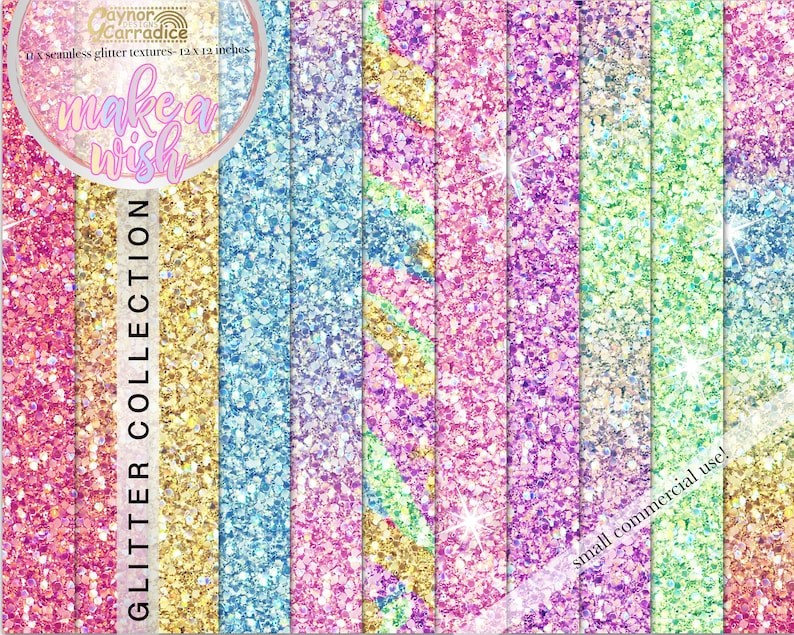 Rainbow Glitter Digital Papers Pastel Ombre Glitter Seamless - Etsy