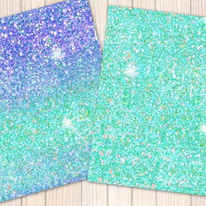 Mermaid Glitter Digital Papers, Ombre Glitter Seamless Patterns Summer ...