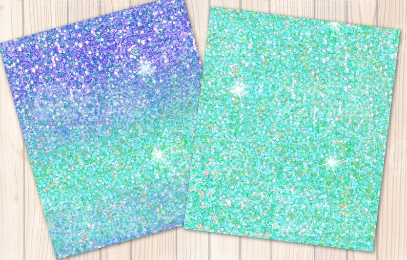 Mermaid Glitter Digital Papers, Ombre Glitter Seamless Patterns Summer ...