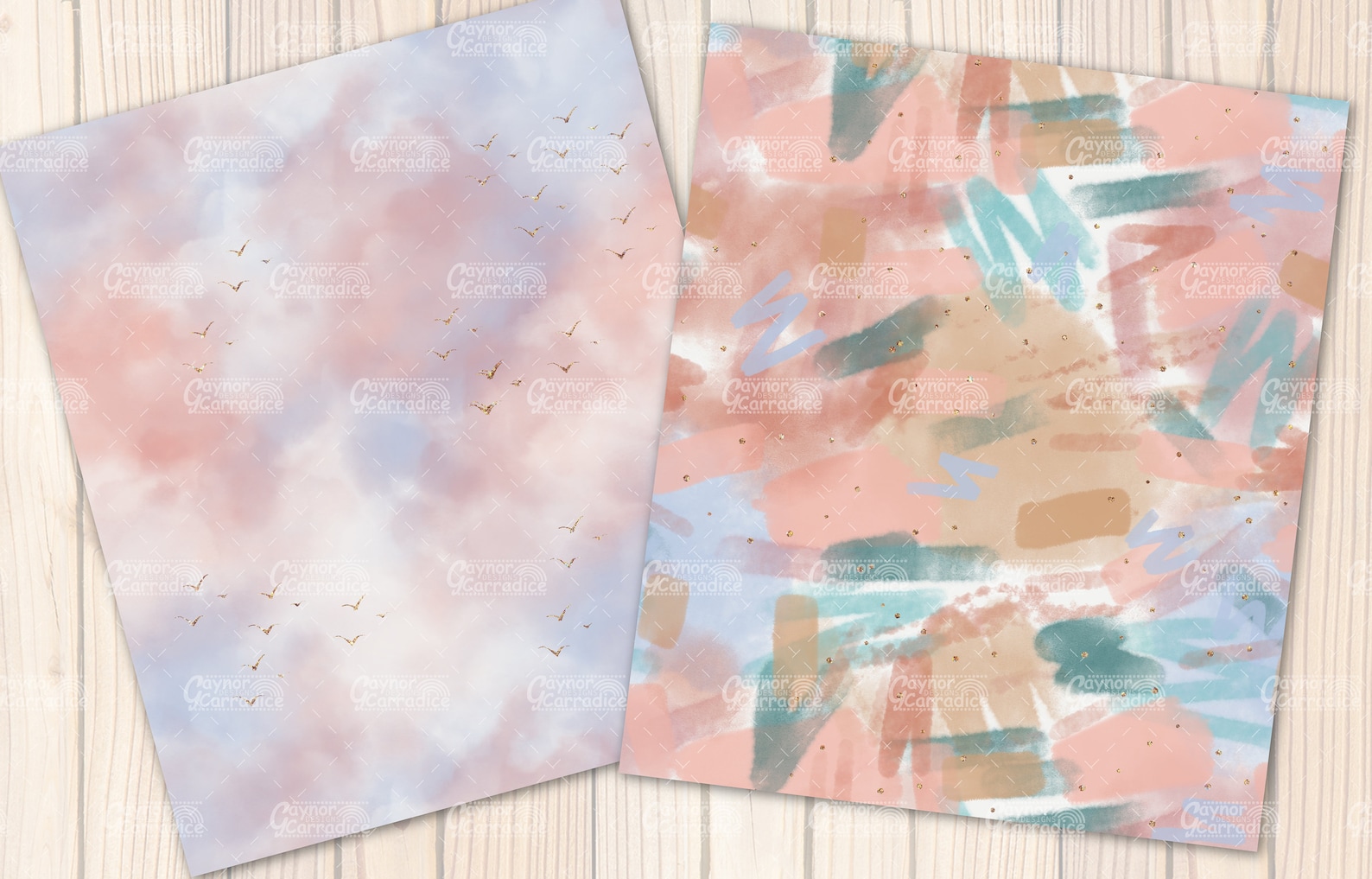 Boho Beach - Abstract and Floral Boho Digital Papers - 12 Watercolor ...