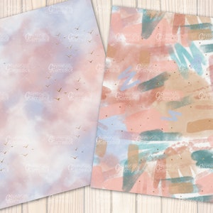 Boho Beach - Abstract and Floral Boho Digital Papers - 12 Watercolor ...
