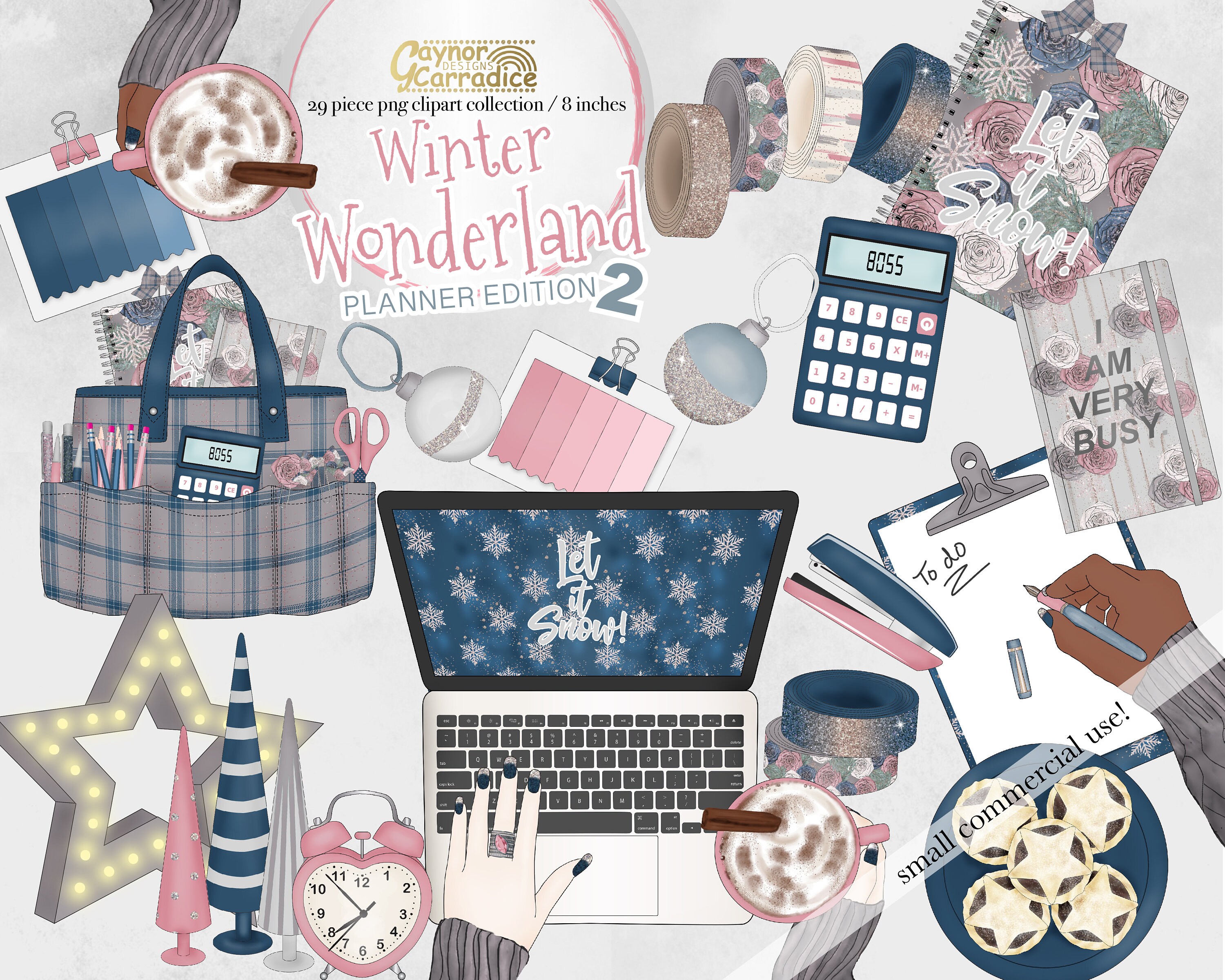 29 Piece Winter Planner Clipart Set 2, Christmas Girl Clip Art, Cosy ...