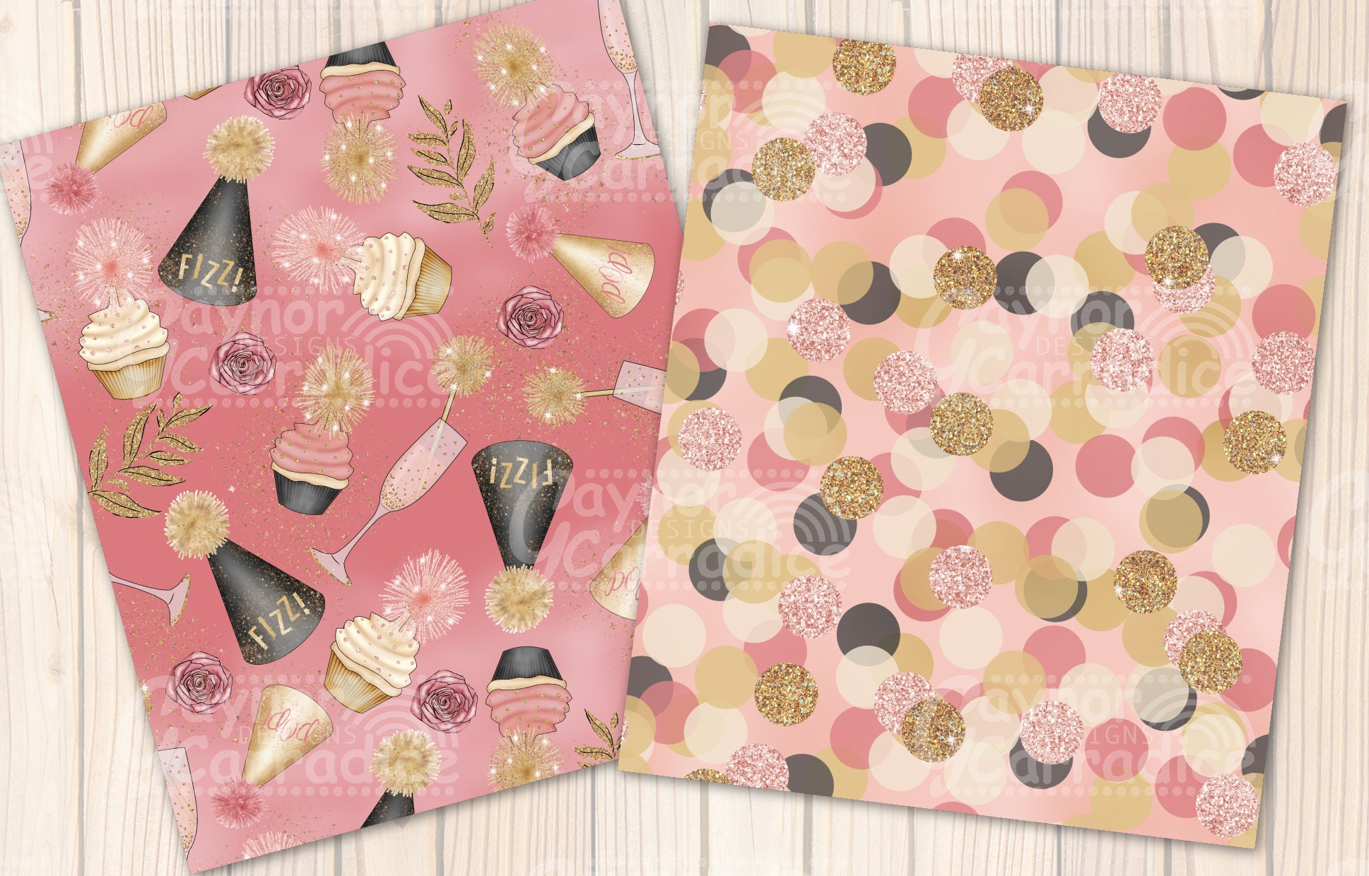 Watercolor New years digital papers 10 new years eve | Etsy