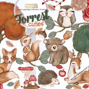 Forrest Animals Clipart, Cute Autumn Clip Art, Fall Planner Graphics ...