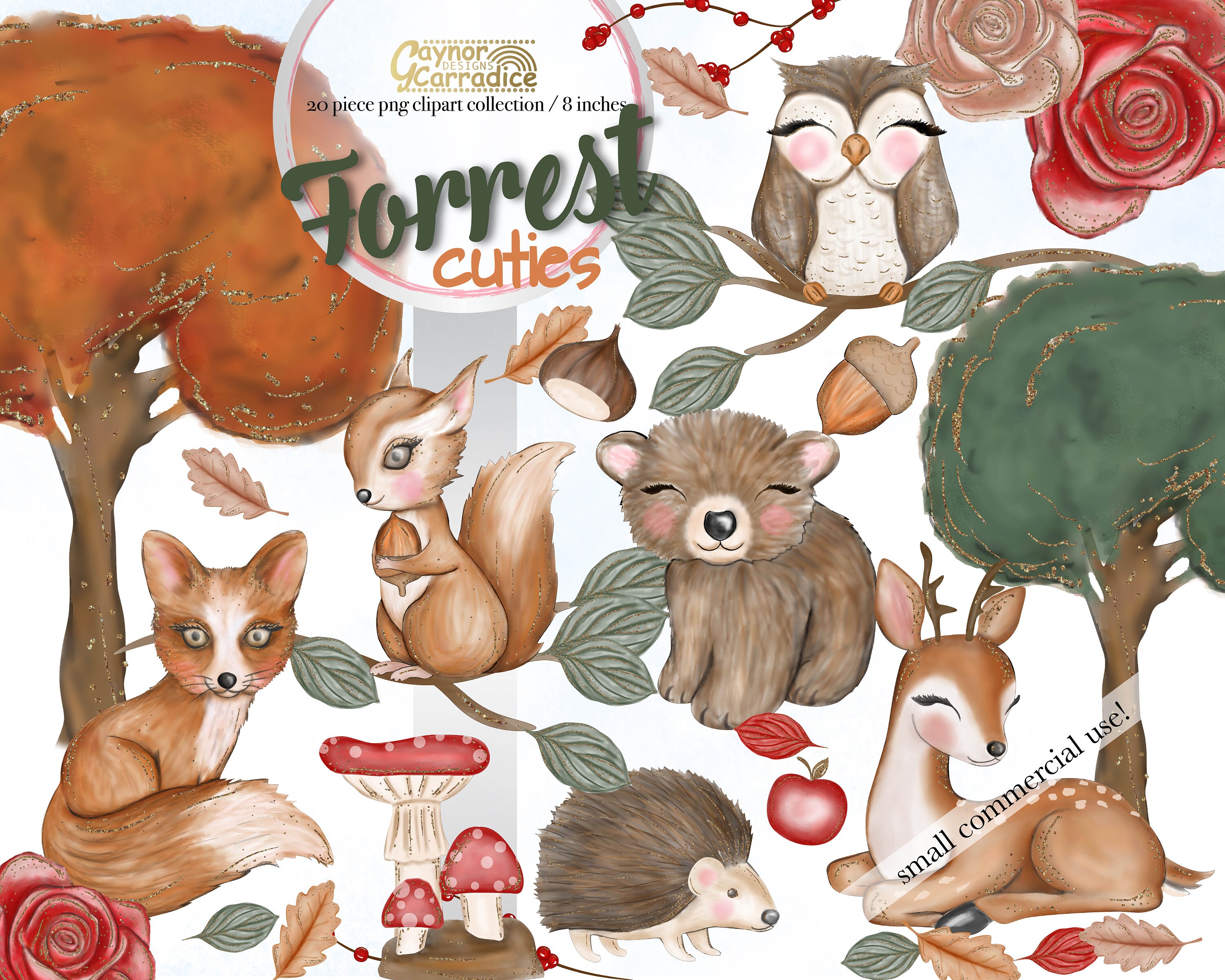 Forrest Animals Clipart Cute Autumn Clip Art Fall Planner | Etsy