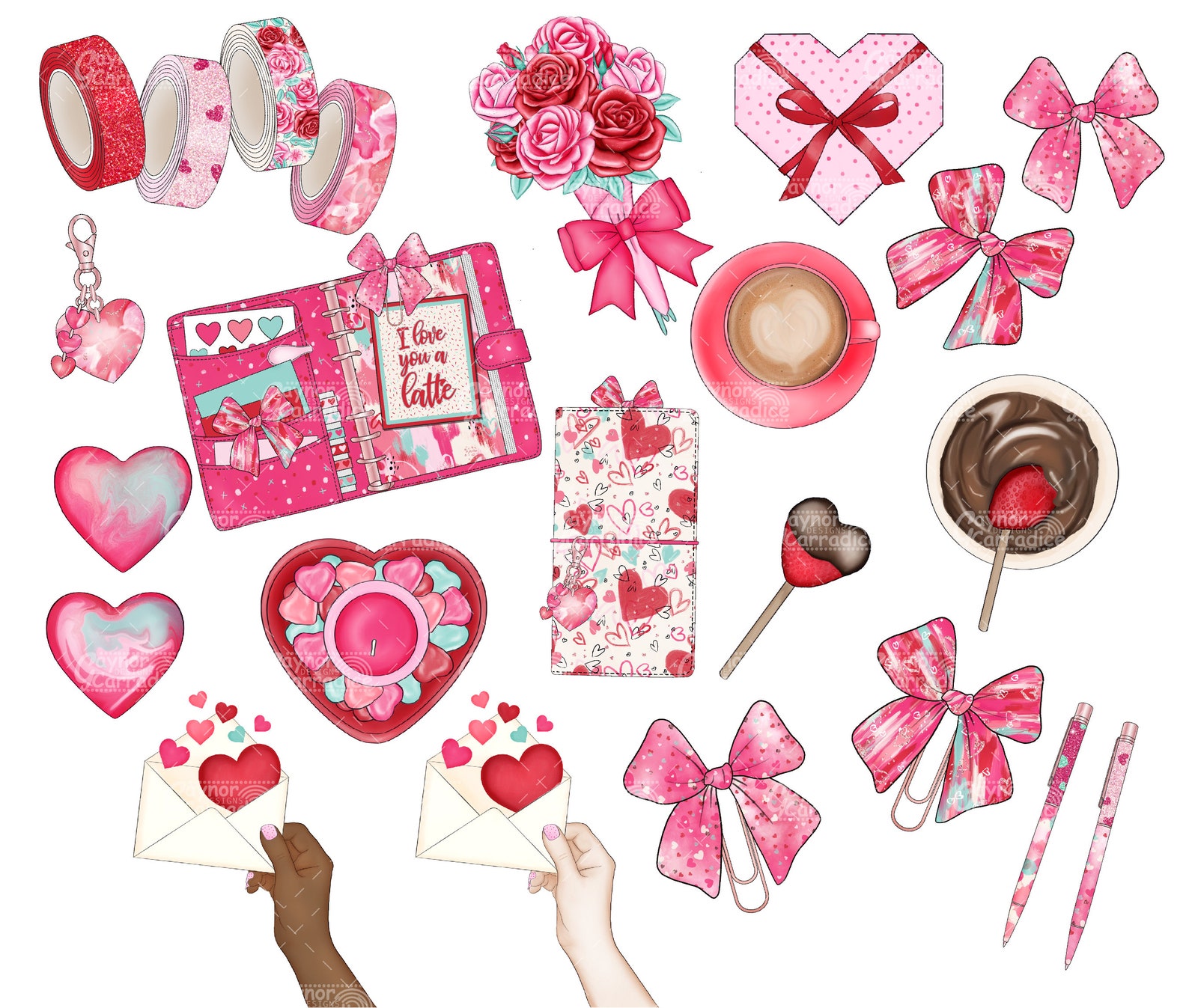 Valentines Day Planner Clipart 23 Piece Valentine's - Etsy
