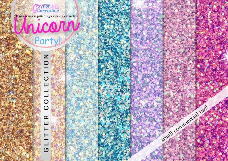 Unicorn glitter digital papers Pastel glitter seamless | Etsy