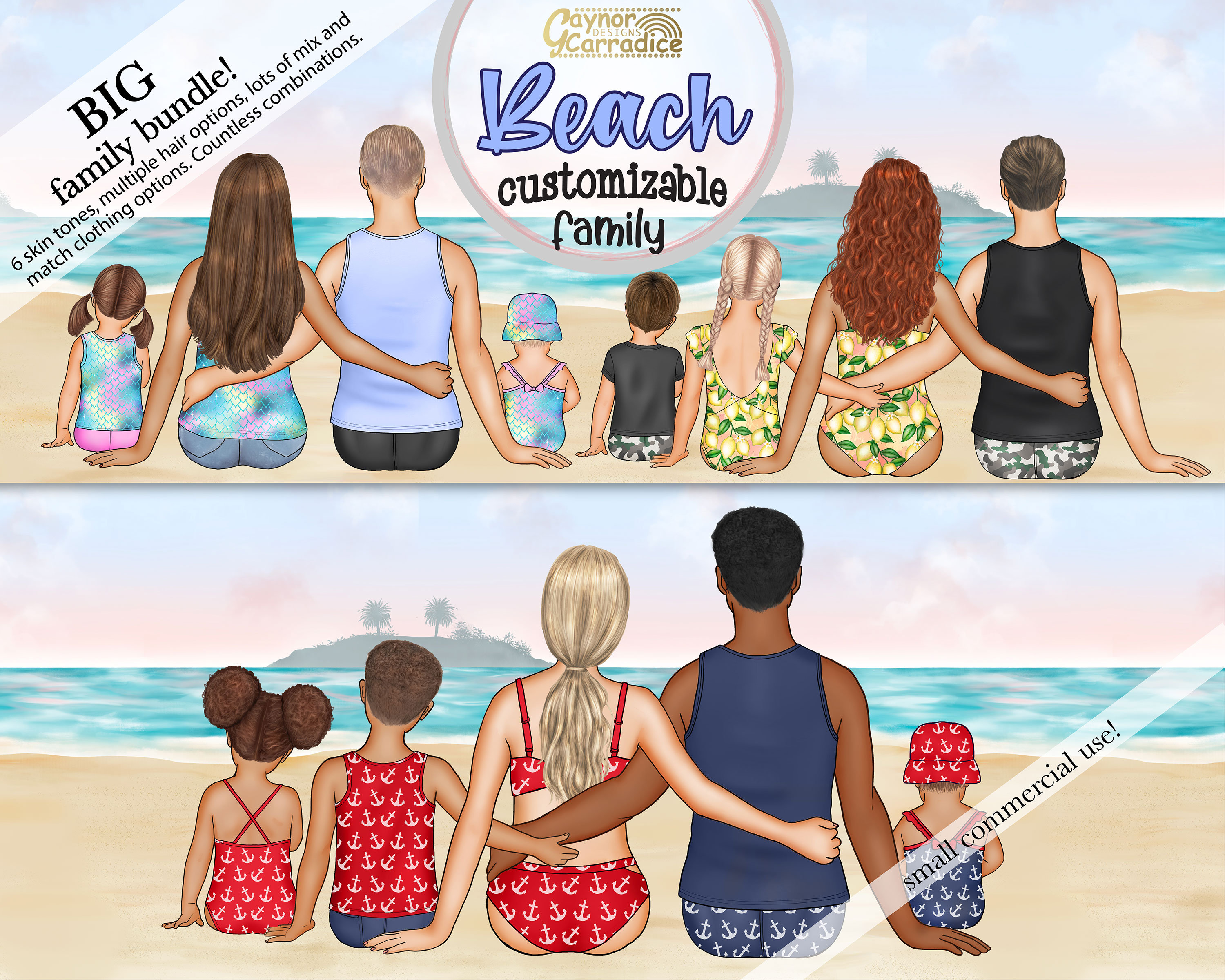 Family Beach Vacation Clip Art