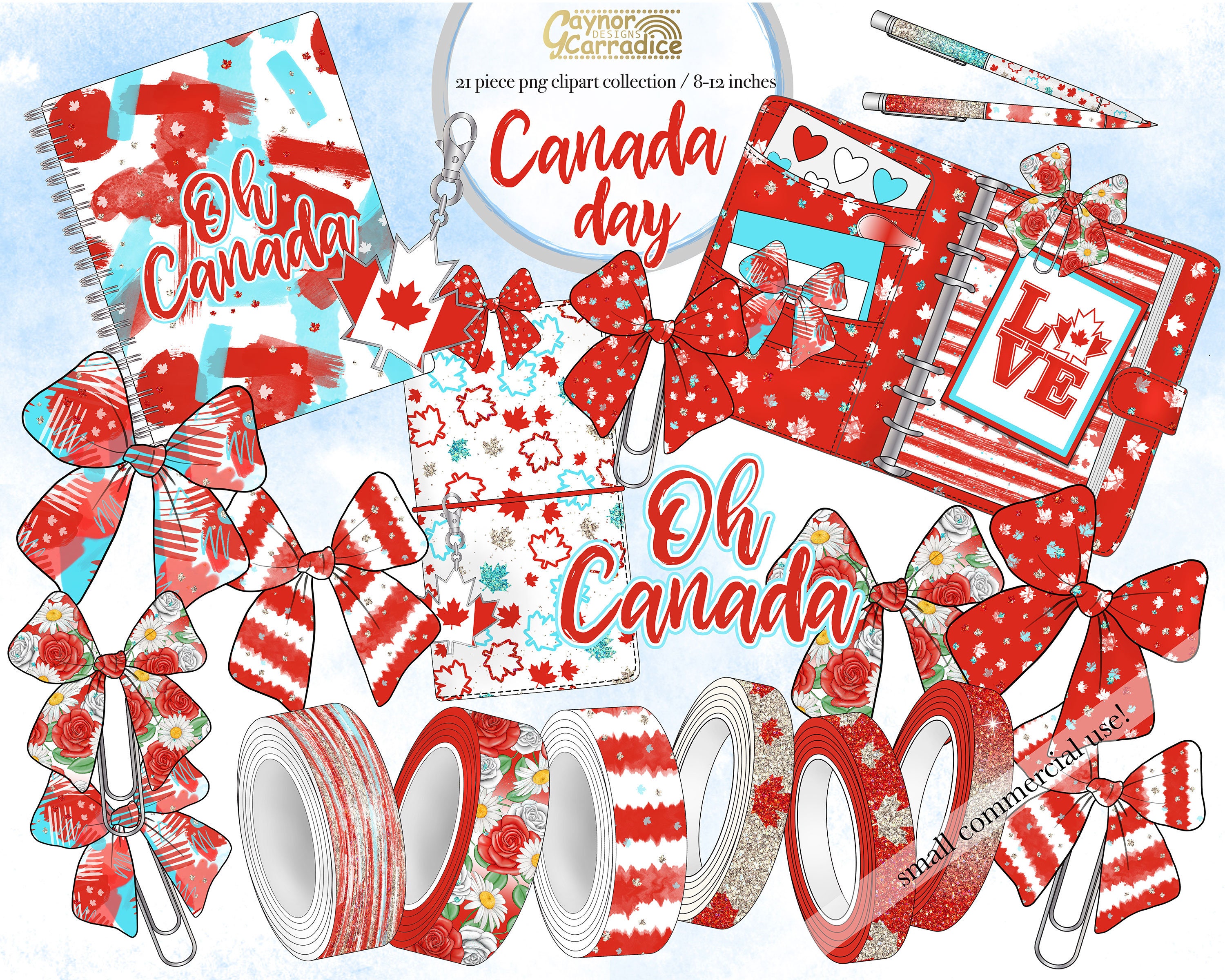 1st of July Planner Clipart 21 Piece Canada Day Watercolor | Etsy