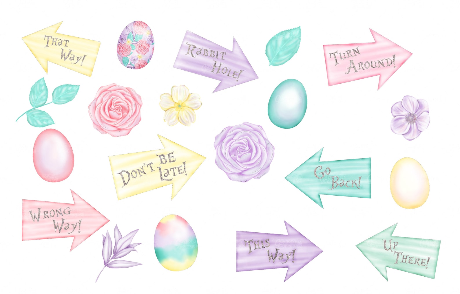 Easter Clipart - 42 Piece Planner Clipart - Watercolor Bunny Art ...