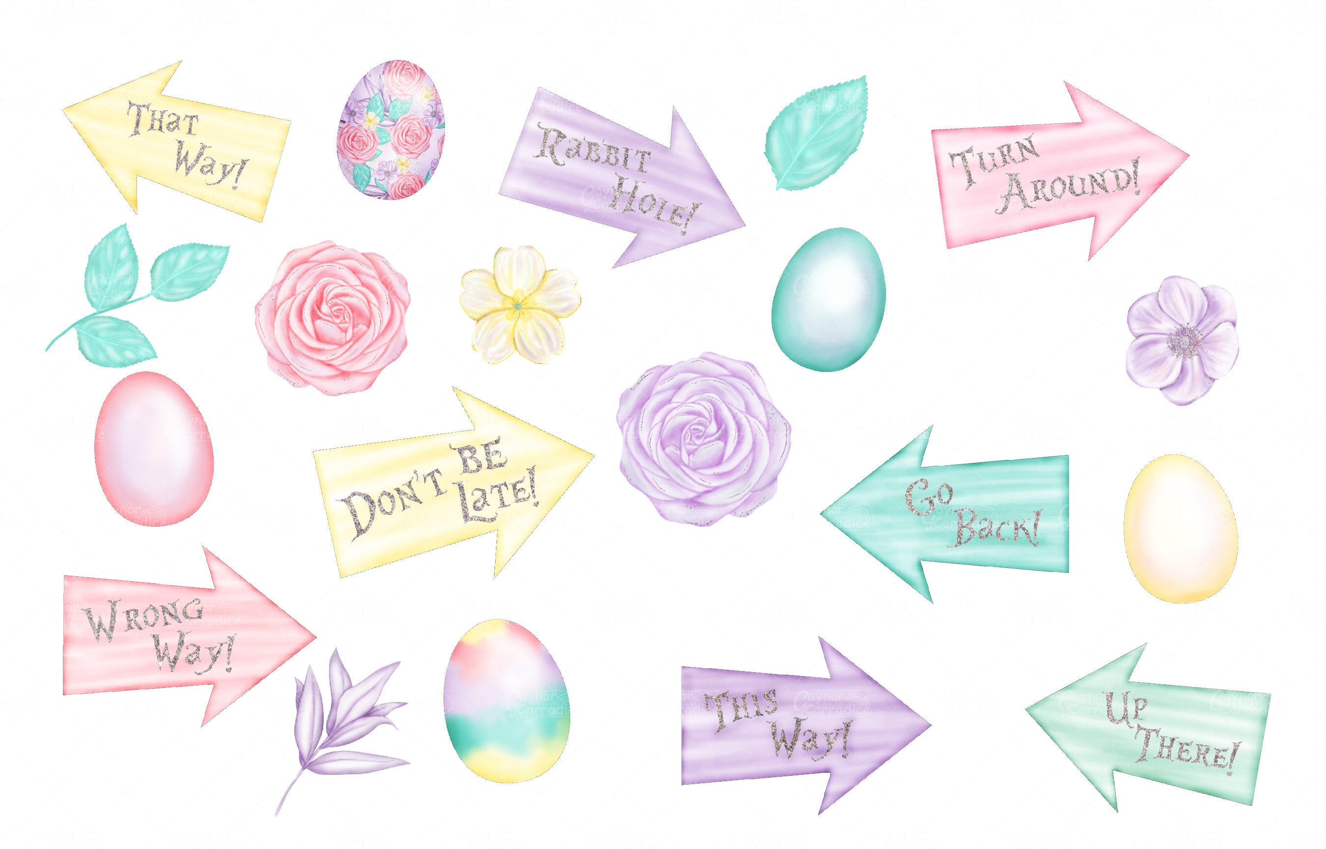 Easter Clipart 42 Piece Planner Clipart Watercolor Bunny - Etsy UK