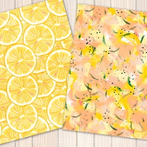 Watercolor Lemon Digital Papers - 12 Summer Seamless Patterns, Yellow ...