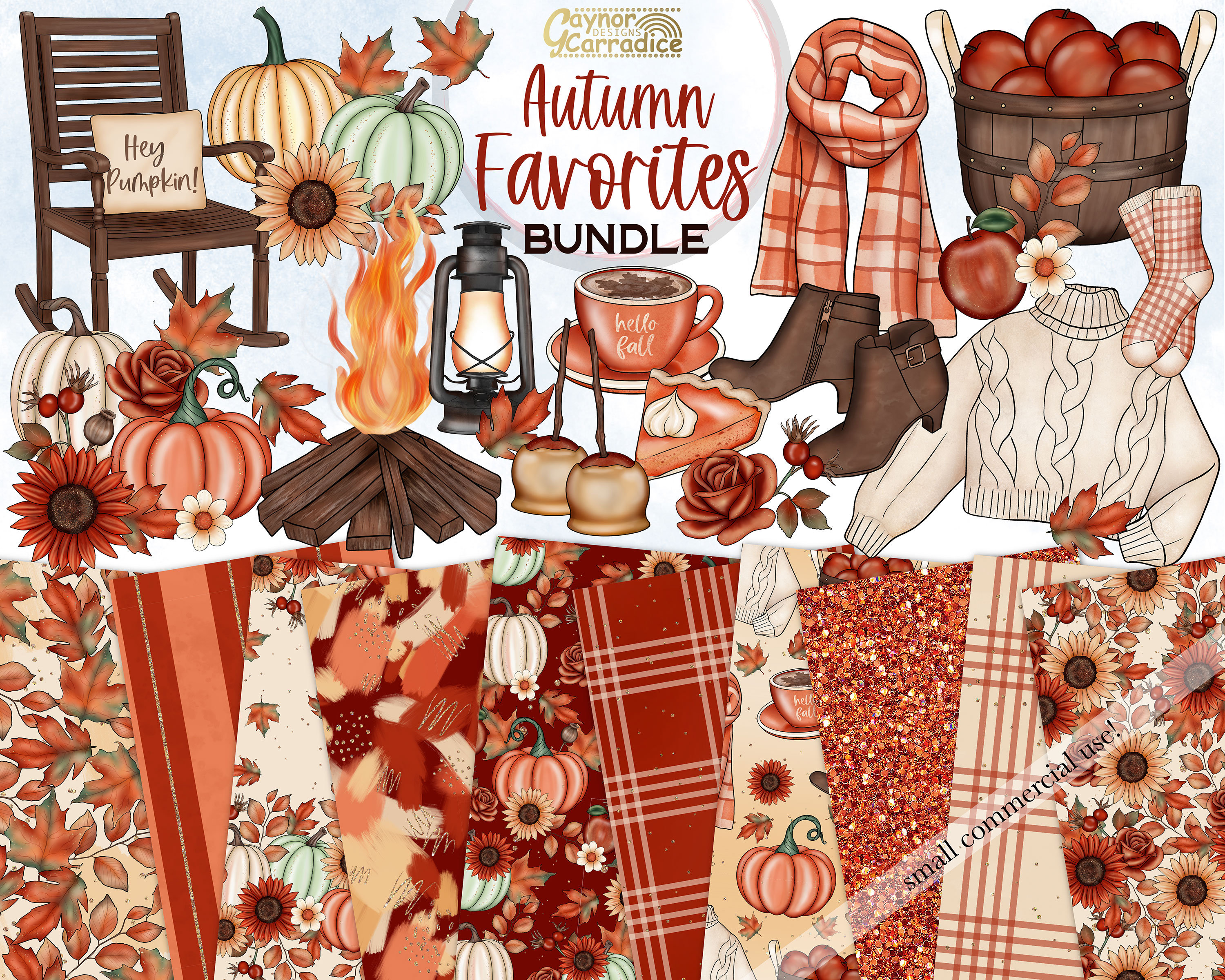 Autumn Favorites Clipart Bundle - Fall Digital Paper / Fall Clipart ...