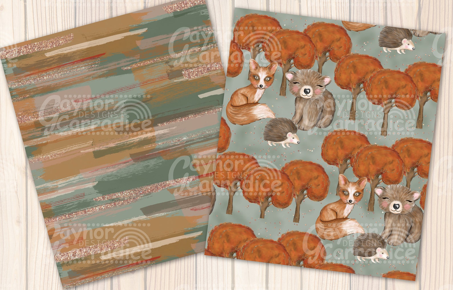 Woodland Animals Digital Papers Watercolor Autumn Seamless - Etsy