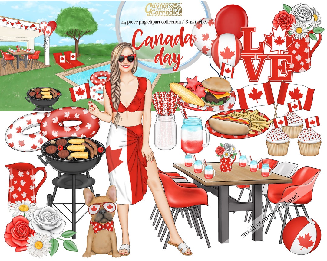 Canada Day Clipart 44 Piece Watercolor Canadian Clipart Set July 1st ...