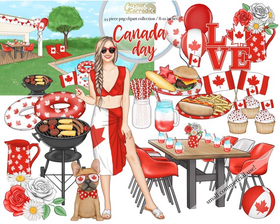 Canada Day Clipart 44 Piece Watercolor Canadian Clipart Set | Etsy UK