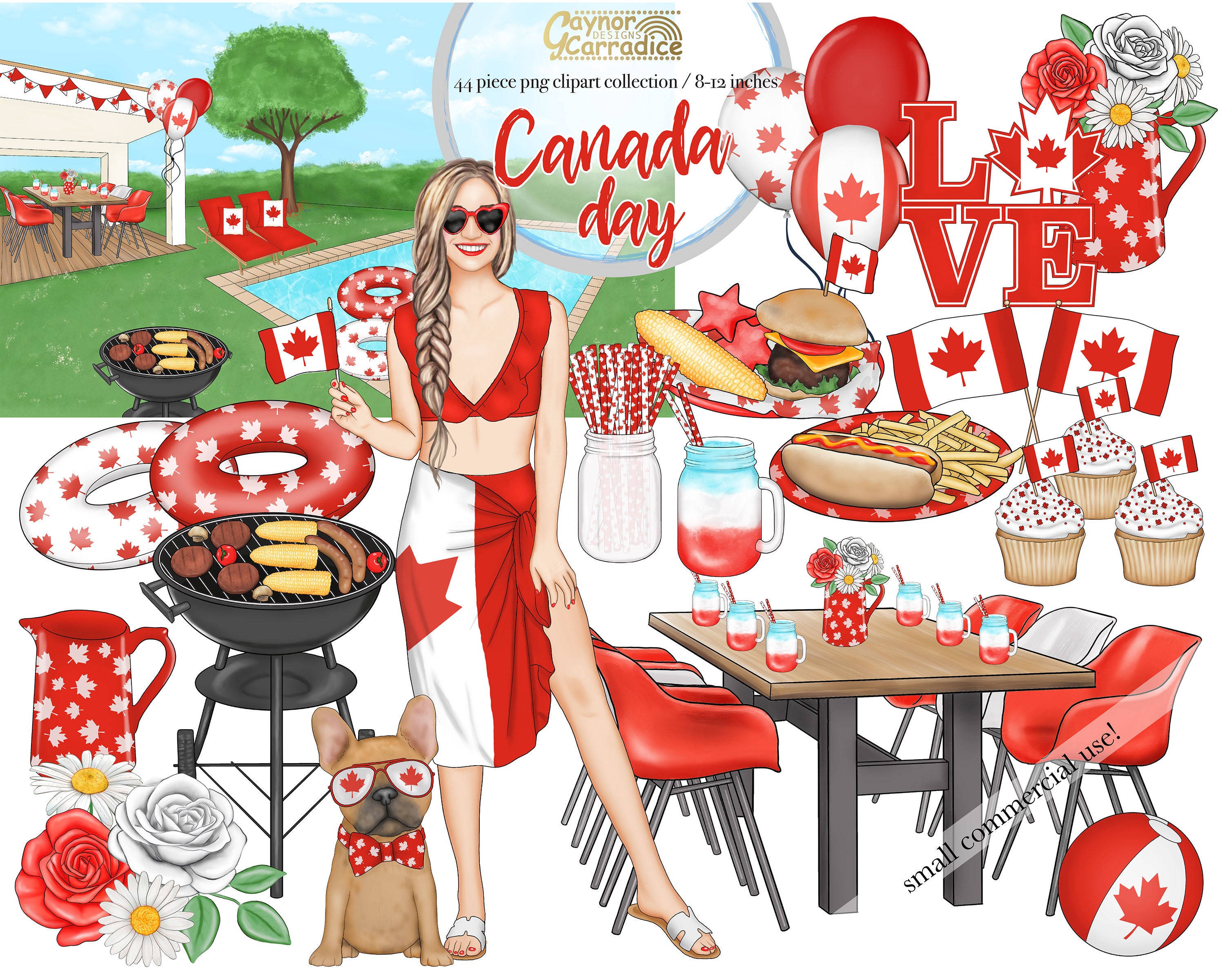 Canada Day Clipart 44 Piece Watercolor Canadian Clipart Set - Etsy UK