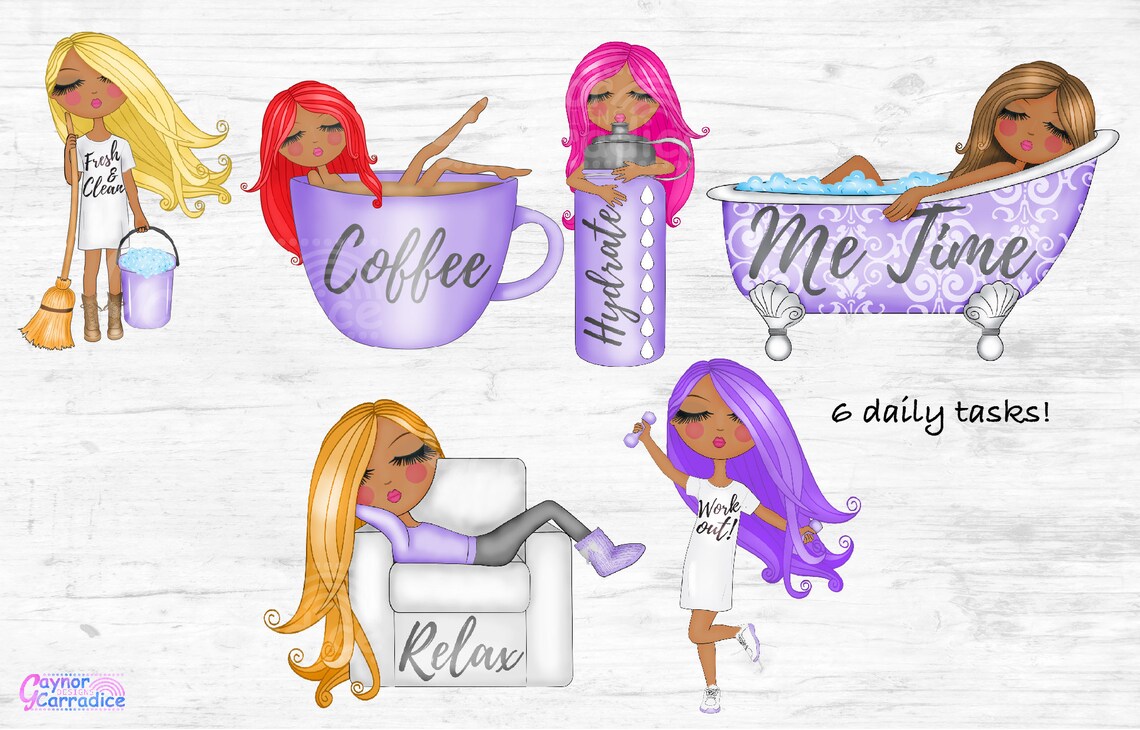 African American Girl Clipart, Planner Clip Art, Dark Skin Clip Art ...