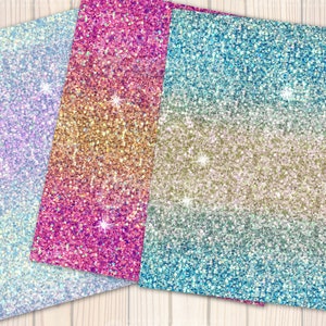 Unicorn Glitter Digital Papers, Pastel Ombre Glitter Seamless Patterns ...