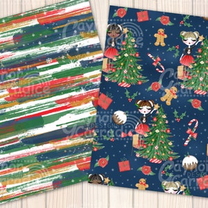 Cute Christmas Digital Papers - Christmas Seamless Patterns, Festive ...