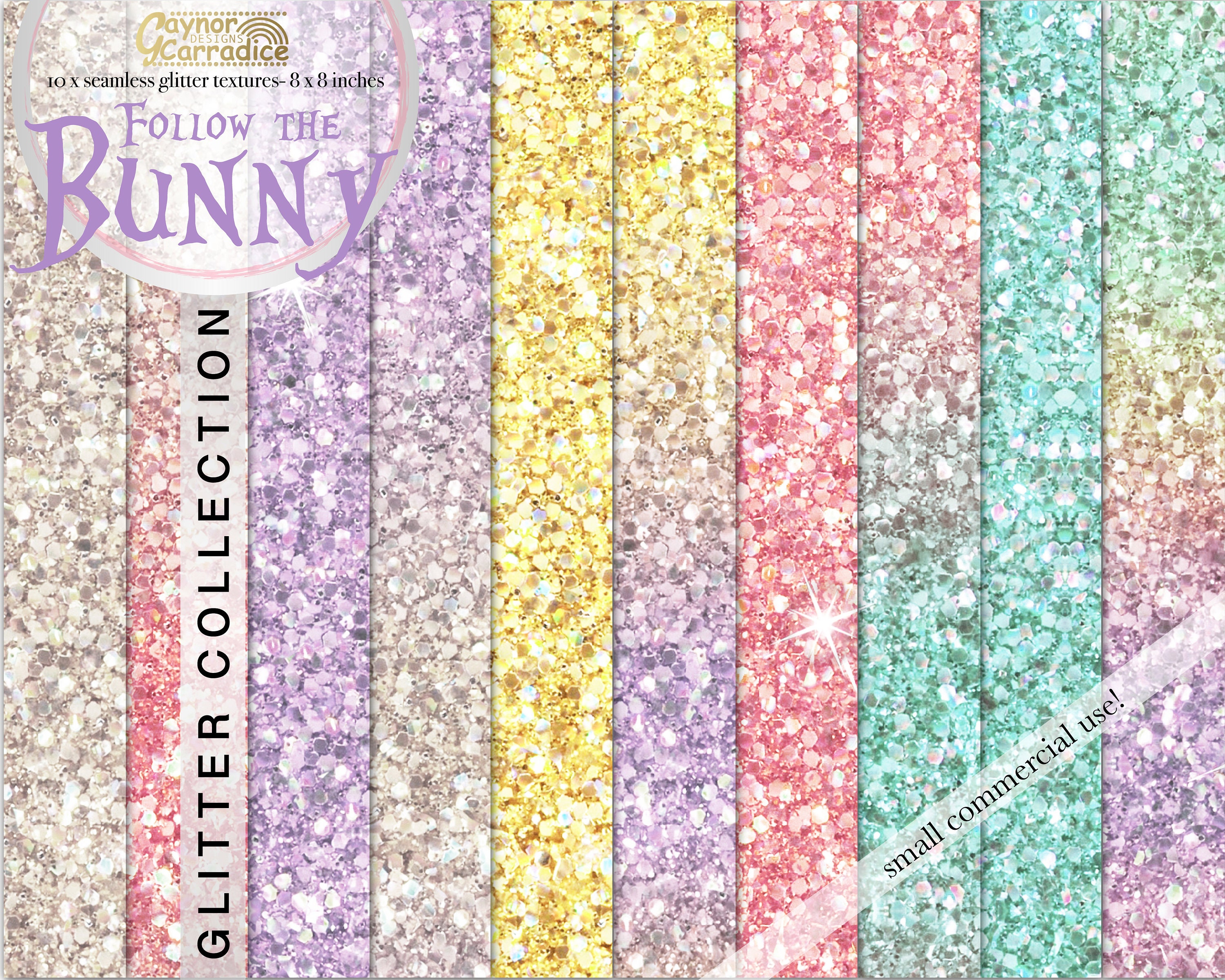 Pastel Glitter Digital Papers - Rainbow Ombre Glitter Seamless Patterns ...