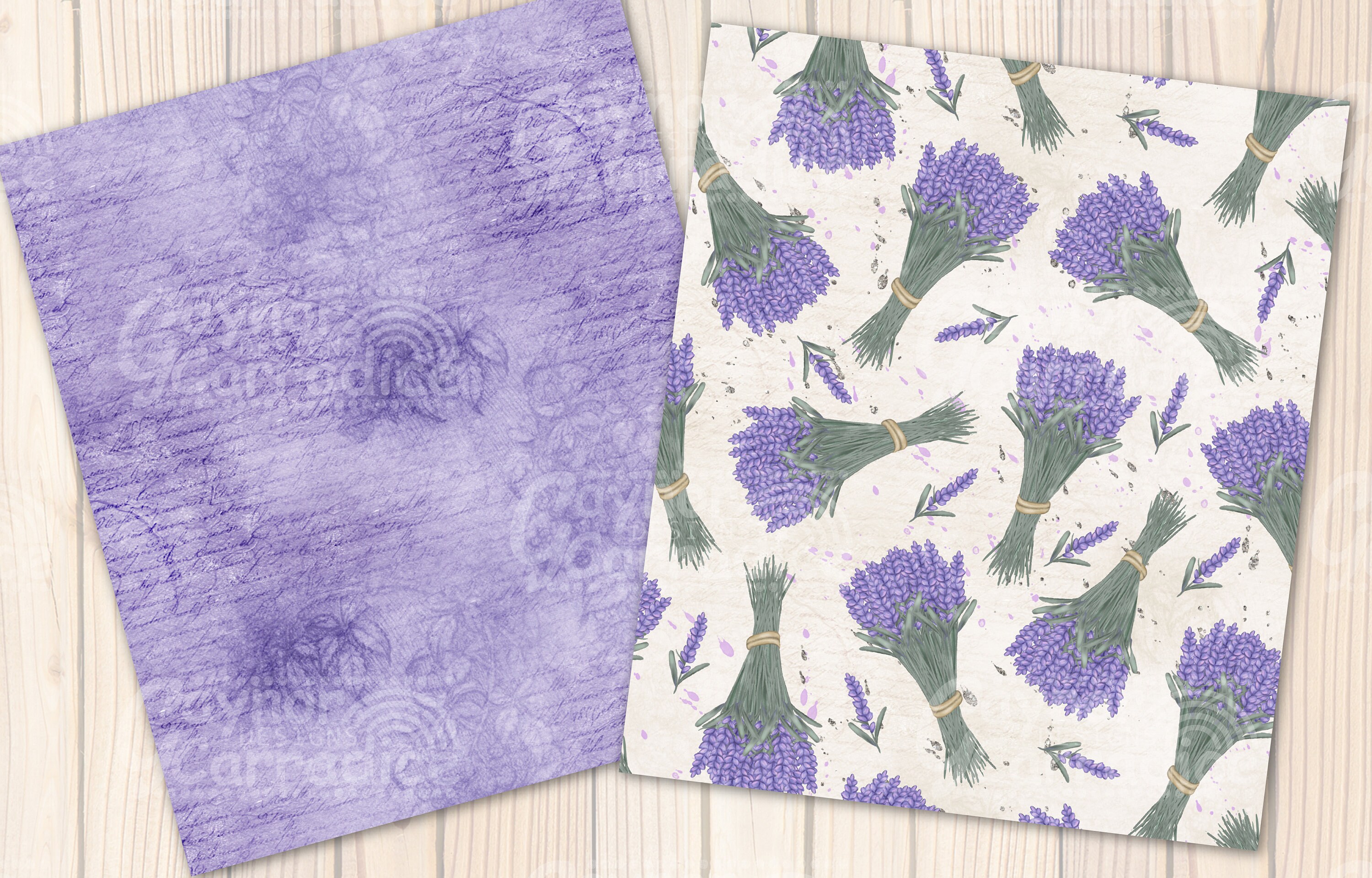 Spring Lavender Digital Papers - 12 Watercolor Purple Seamless Patterns ...
