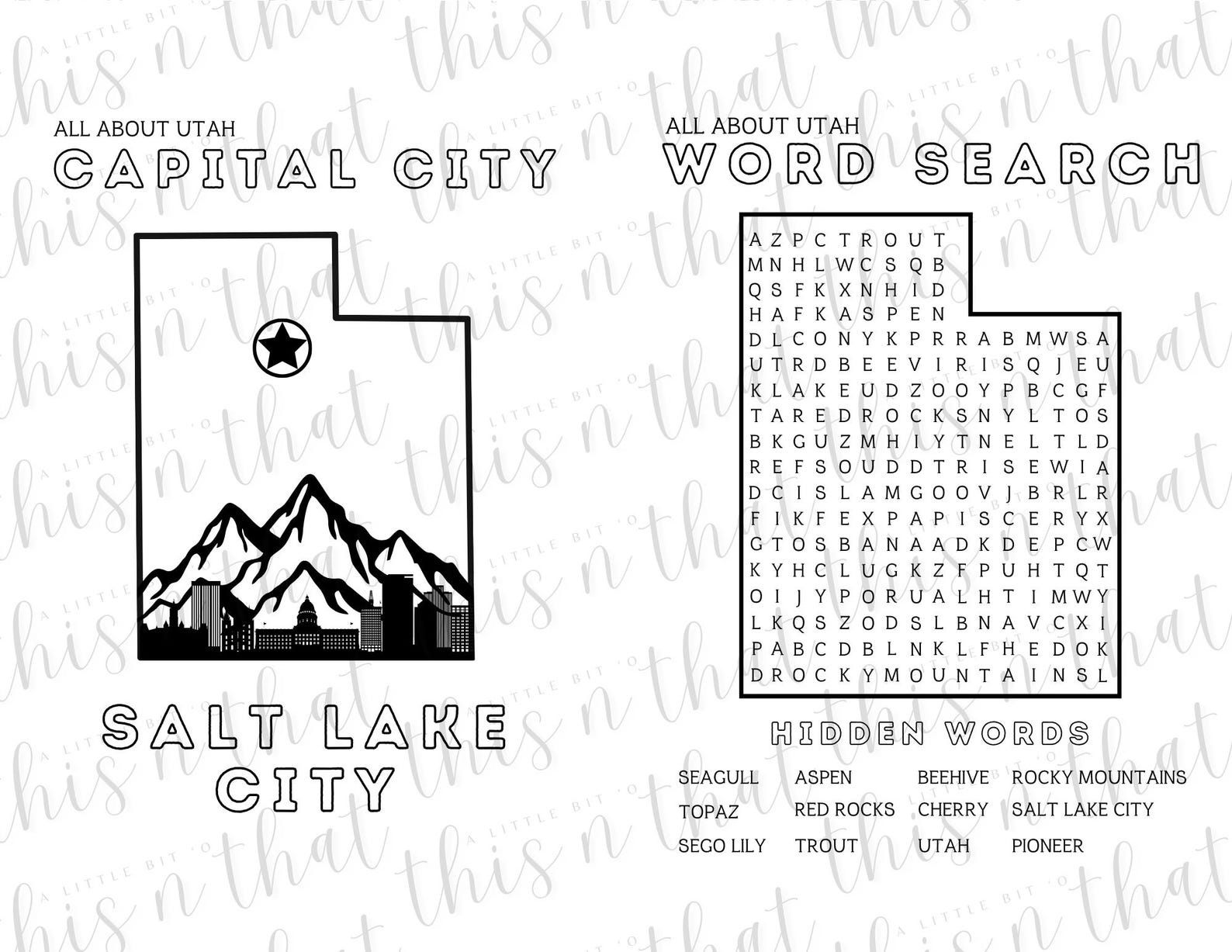 Printable Learning Packet, All About Utah Coloring Pages, State Facts ...