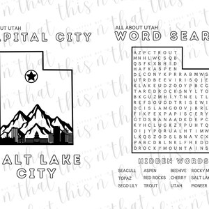 Printable Learning Packet, All About Utah Coloring Pages, State Facts ...