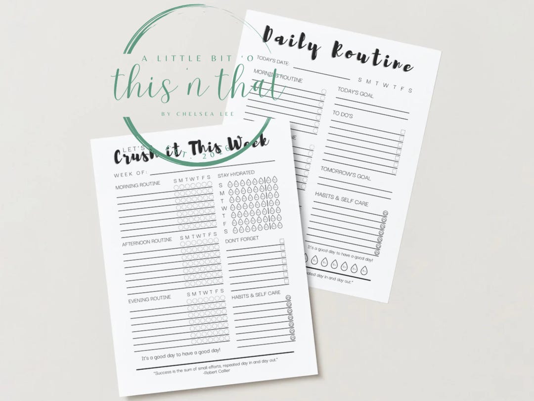 Printable Routine Tracker Sheets, Instant Download, Daily Routine ...