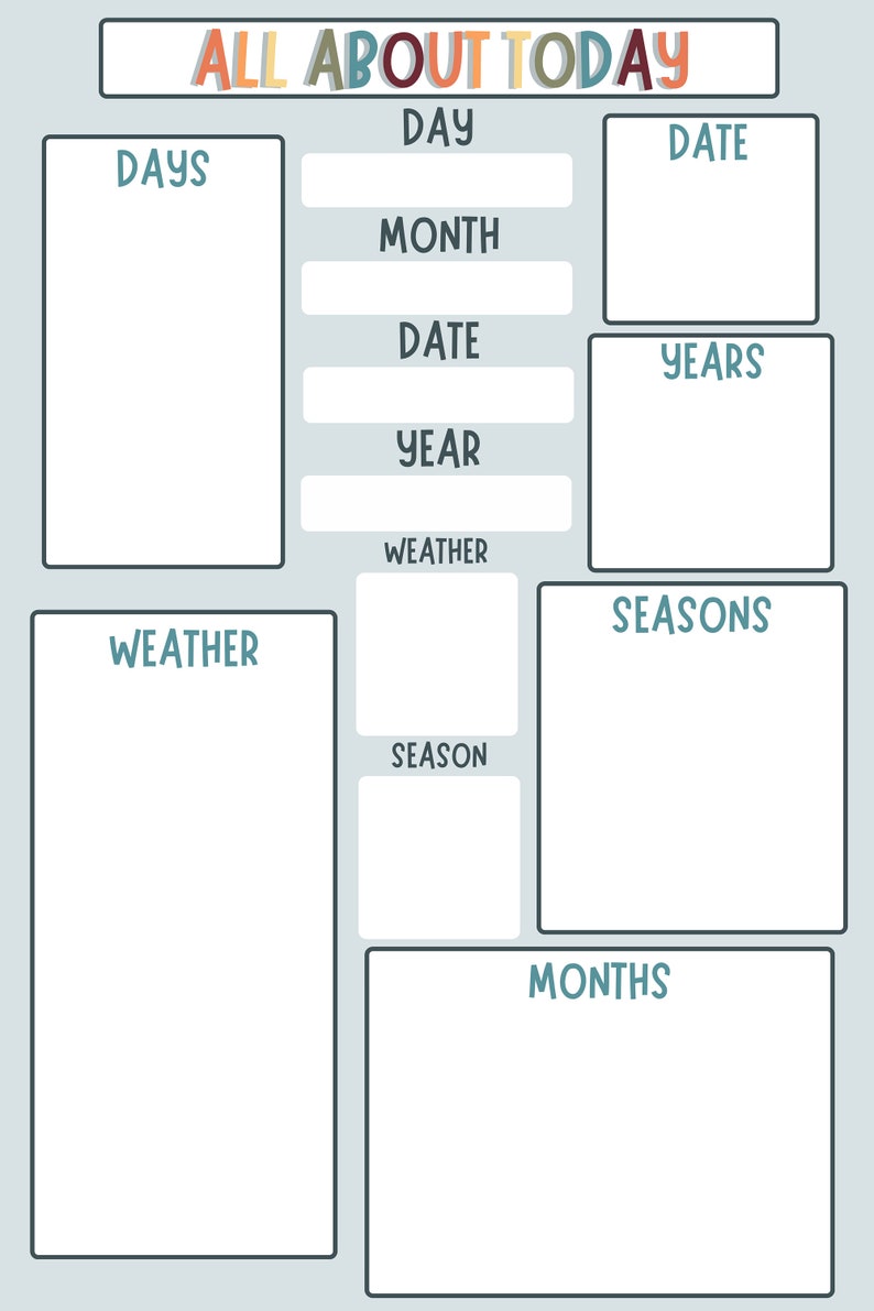School Circle Time Calendar: Weather, Seasons, Days (digital Download ...