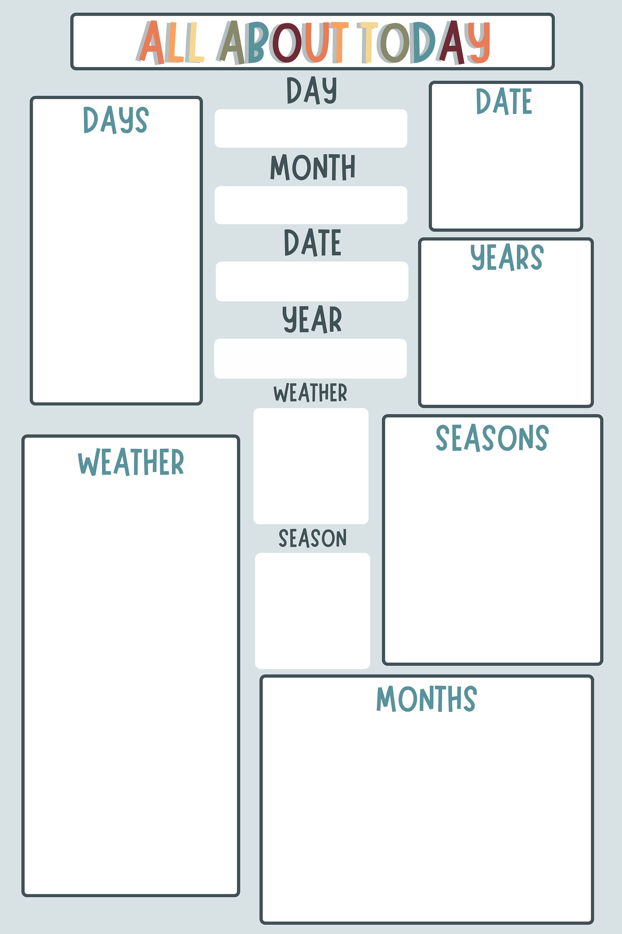 School Circle Time Calendar: Weather, Seasons, Days (digital Download ...