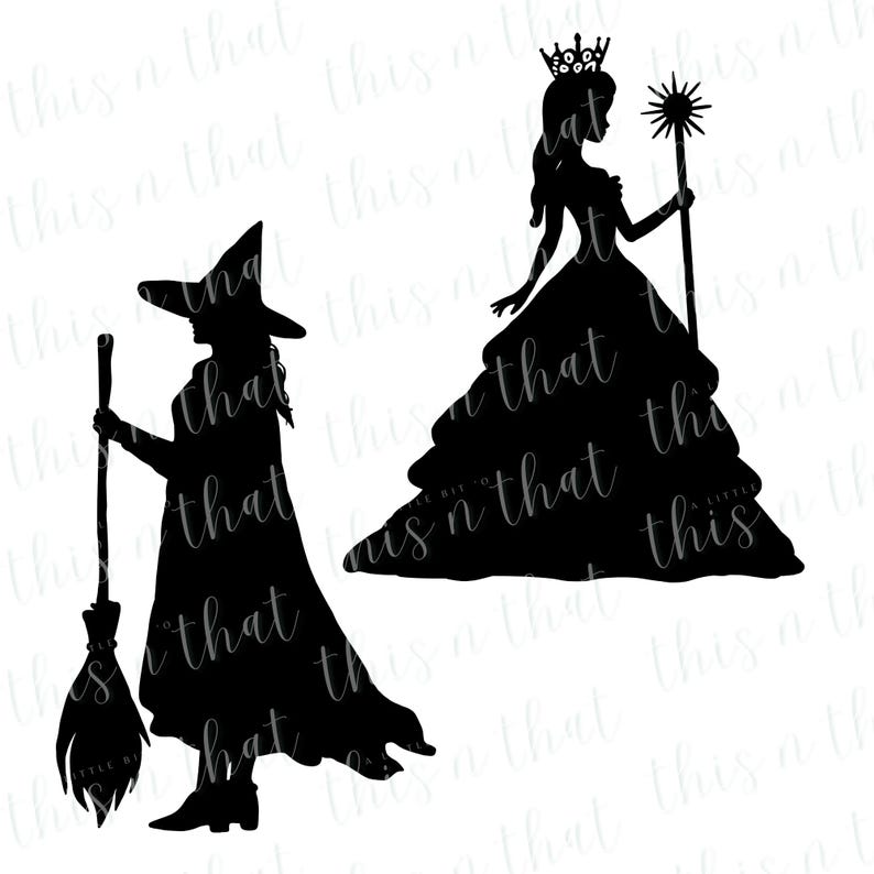 Wicked SVG Cut File, PNG, JPG, Glinda & Elphaba Silhouette - Etsy