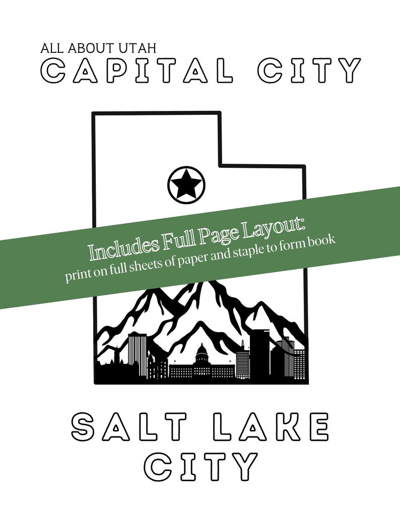 Printable Learning Packet, All About Utah Coloring Pages, State Facts ...