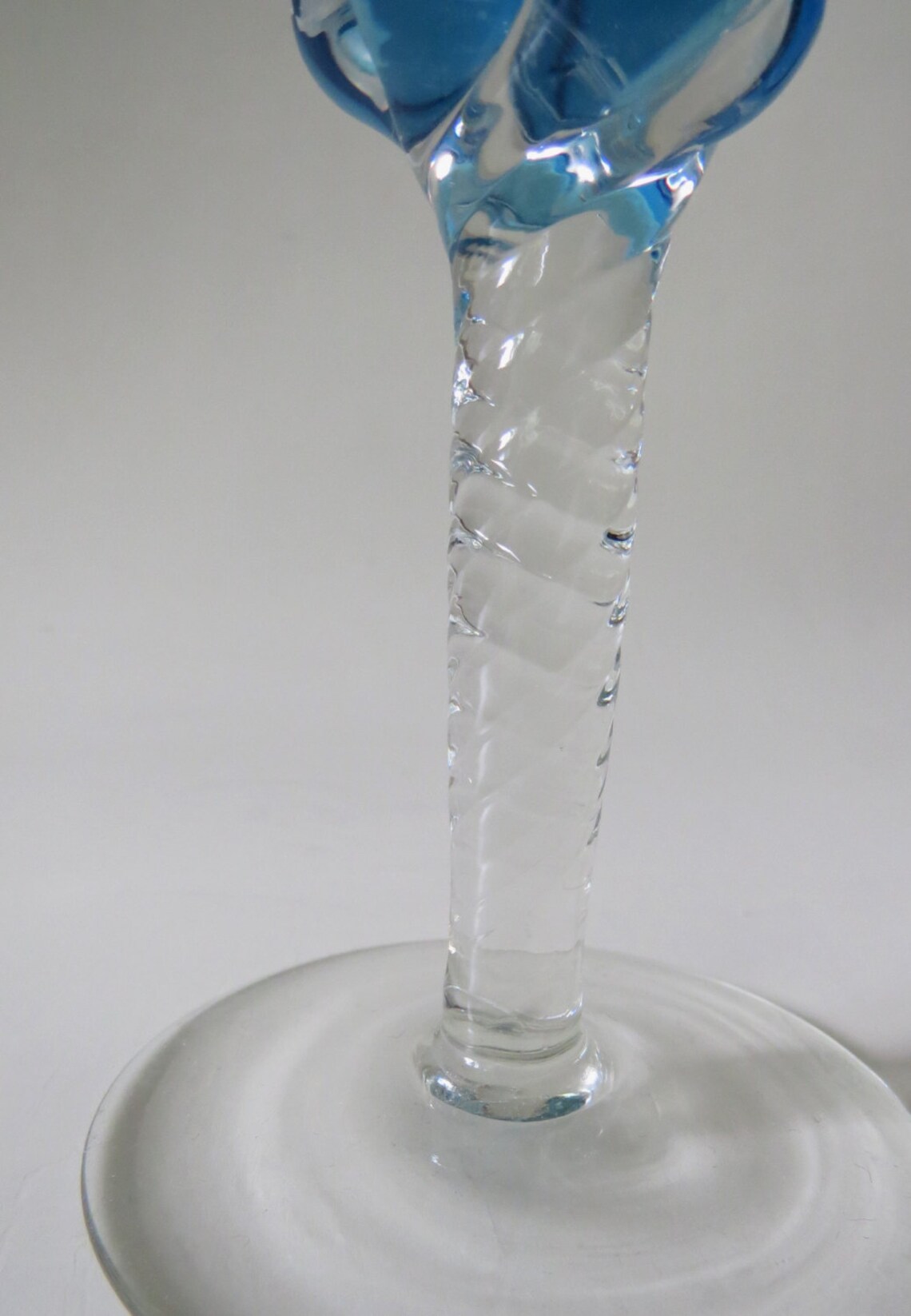 Vintage Mid Century Hand Blown Pale Blue Encased Glass Flute Etsy