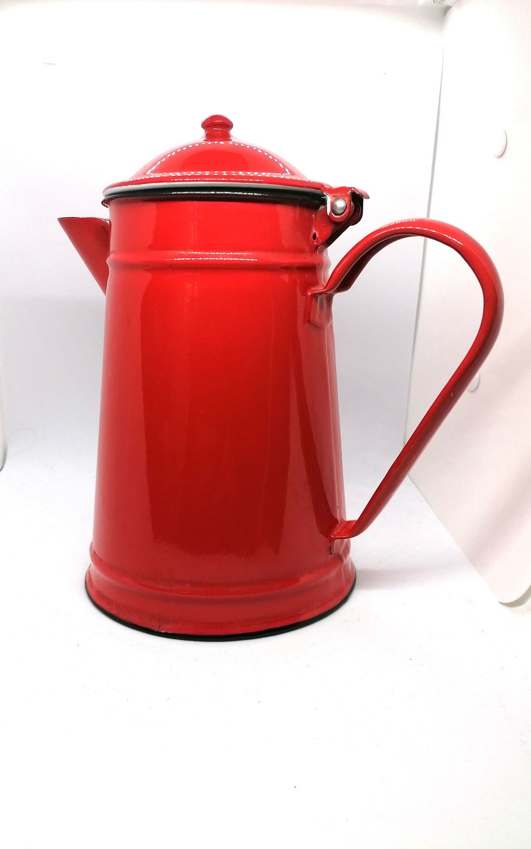 Vintage French Red Enamel Coffee Pot With Lid Made by Japy 1950s - Etsy