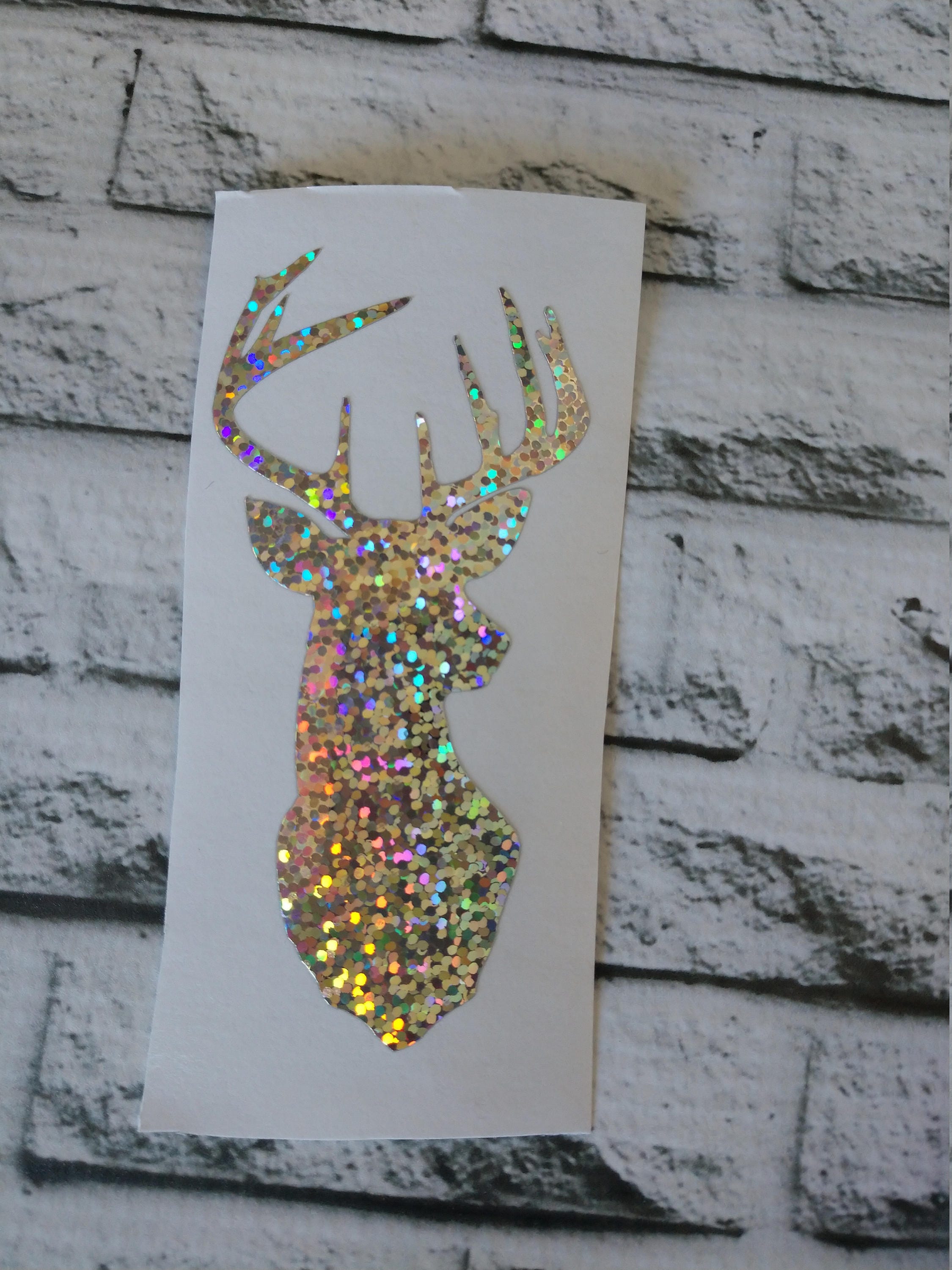 Christmas Reindeer Decal Silver Holographic Deer head Car | Etsy