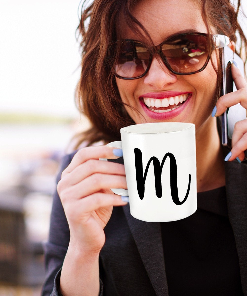 Initial Mug - Monogram Gifts With Letter M - Cute Name Coffee Mug ...